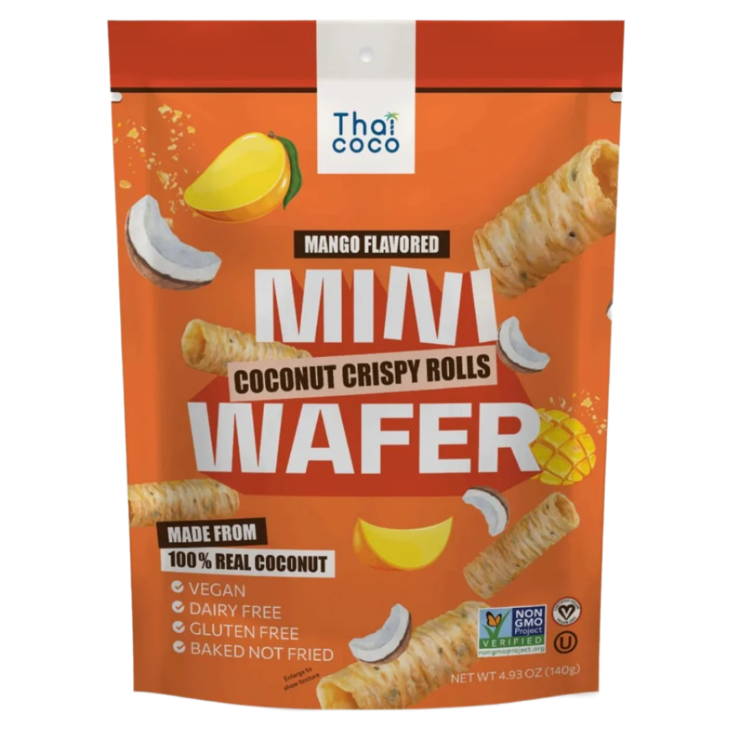 Coconut Crispy Rolls Mango Flavored THAI COCO, 140 g – YOUMAME